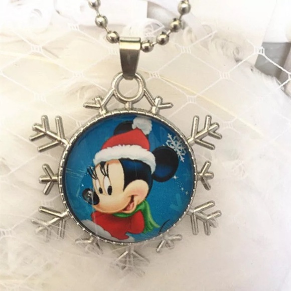 Boutique | Jewelry | Minnie Mouse Glass Snowflake Necklace | Poshmark